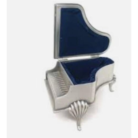 Source Unknown | Other | Grand Piano Jewelry Trinket Box Blue Velvet ...
